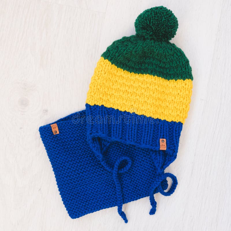 Cozy knitted winter set stock photo. Image of heat, blue - 163196668