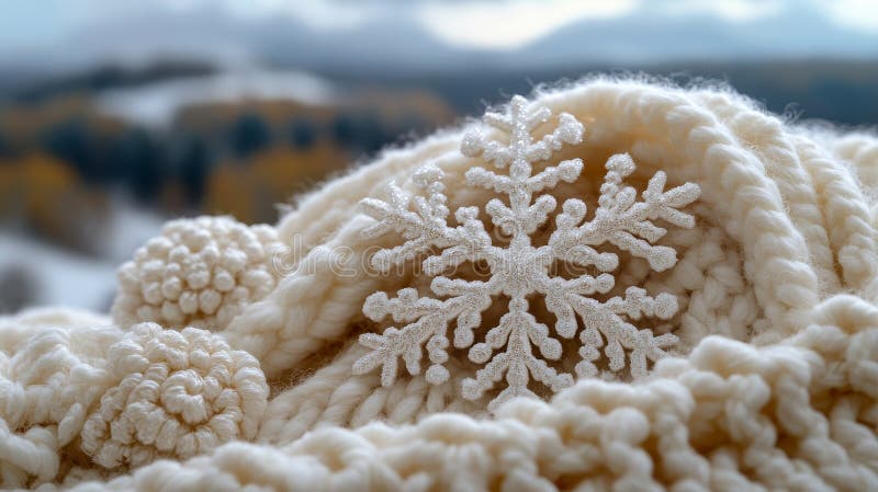 Cozy Knitted Wool with Snowflake, Warm Winter Concept Stock Image ...