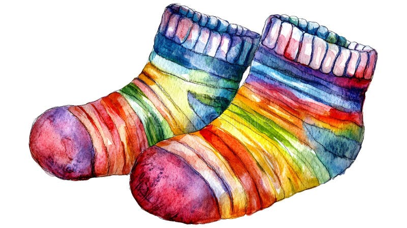 Cozy Knitting Sock Watercolor Clipart for Creative Projects Stock ...