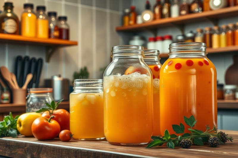 Cozy Kombucha Fermentation Setup Stock Illustration - Illustration of ...