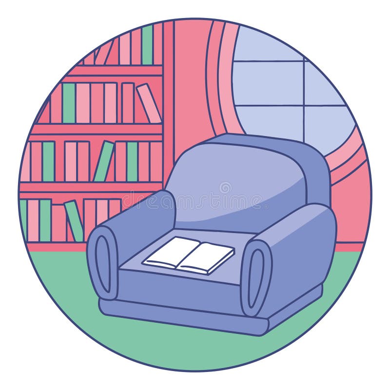 Cozy library corner vector stock vector. Illustration of relaxation ...