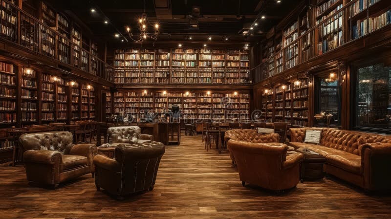 Cozy Library-inspired Coffee Shop Stock Illustration - Illustration of ...