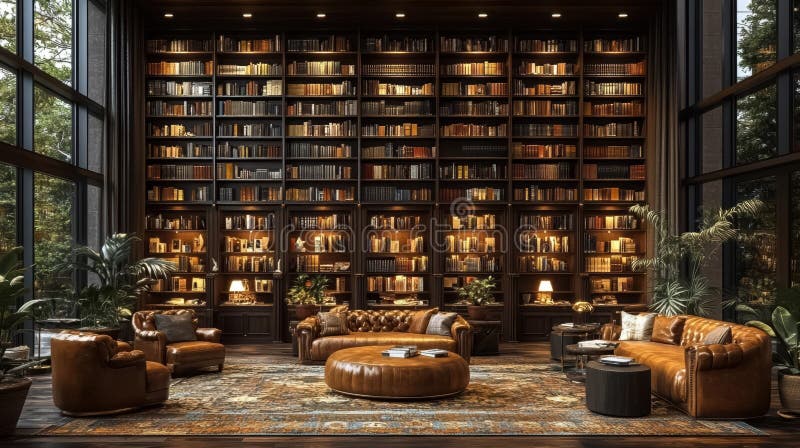 Cozy Library-inspired Coffee Shop Stock Illustration - Illustration of ...