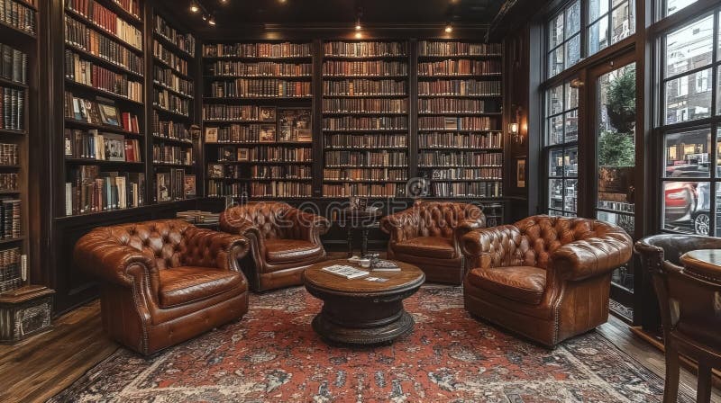 Cozy Library-inspired Coffee Shop Stock Illustration - Illustration of ...