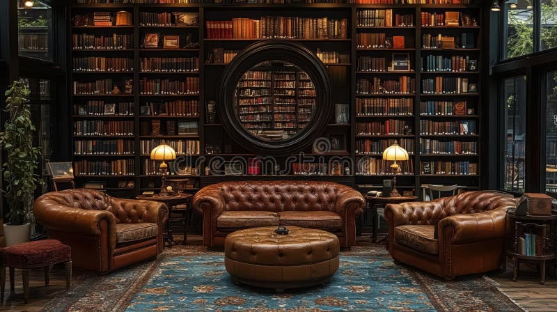 Cozy Library-inspired Coffee Shop Stock Illustration - Illustration of ...