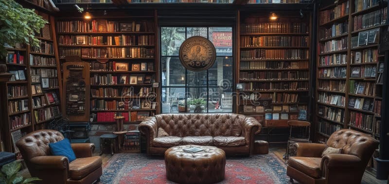 Cozy Library-inspired Coffee Shop Stock Illustration - Illustration of ...