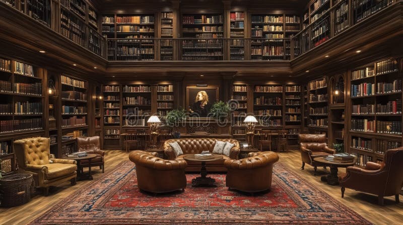 Cozy Library-inspired Coffee Shop Stock Illustration - Illustration of ...