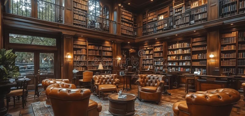 Cozy Library-inspired Coffee Shop Stock Illustration - Illustration of ...