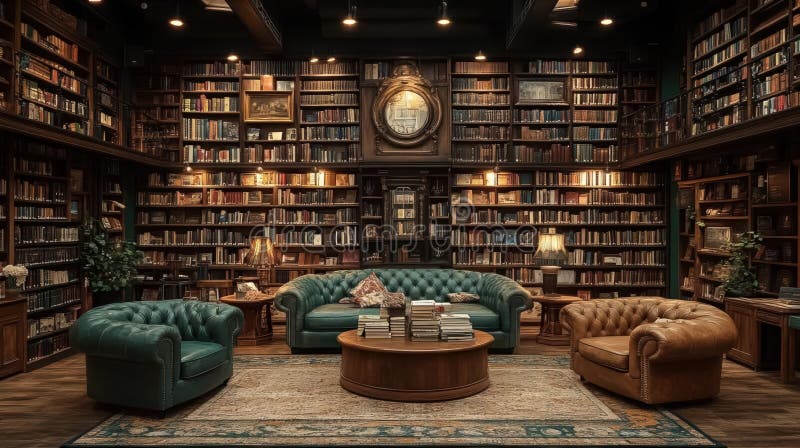 Cozy Library-inspired Coffee Shop Stock Illustration - Illustration of ...