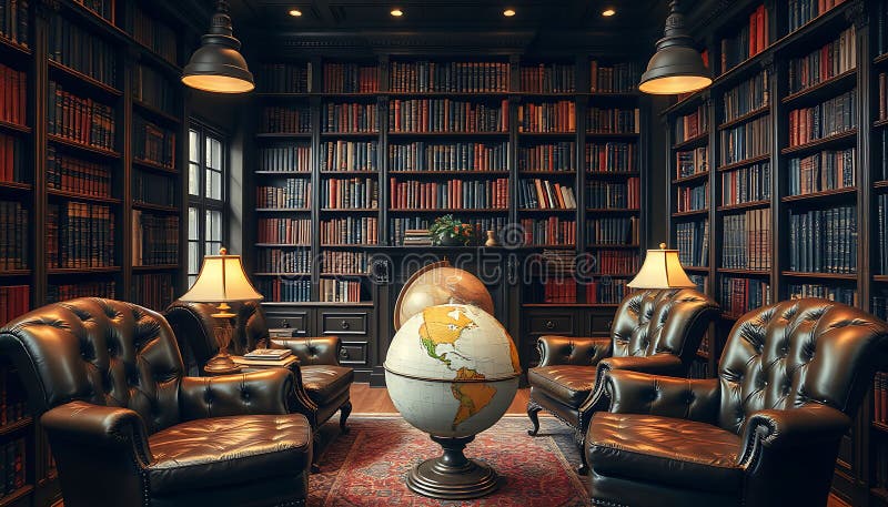 Cozy Library Interior Books, Warm Reading Space, Stock Photo ...