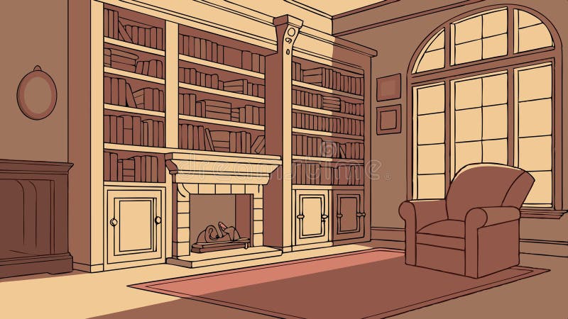 Cozy Library Interior, Reading Room, Home Study Space Vector Design ...