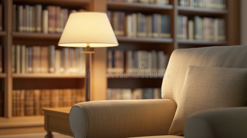 Cozy Library Reading Nook with Comfortable Chairs and a Lamp Stock ...