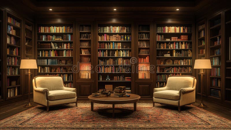 "a Quiet Retreat: Cozy Library with Comfort and Charm" Stock ...