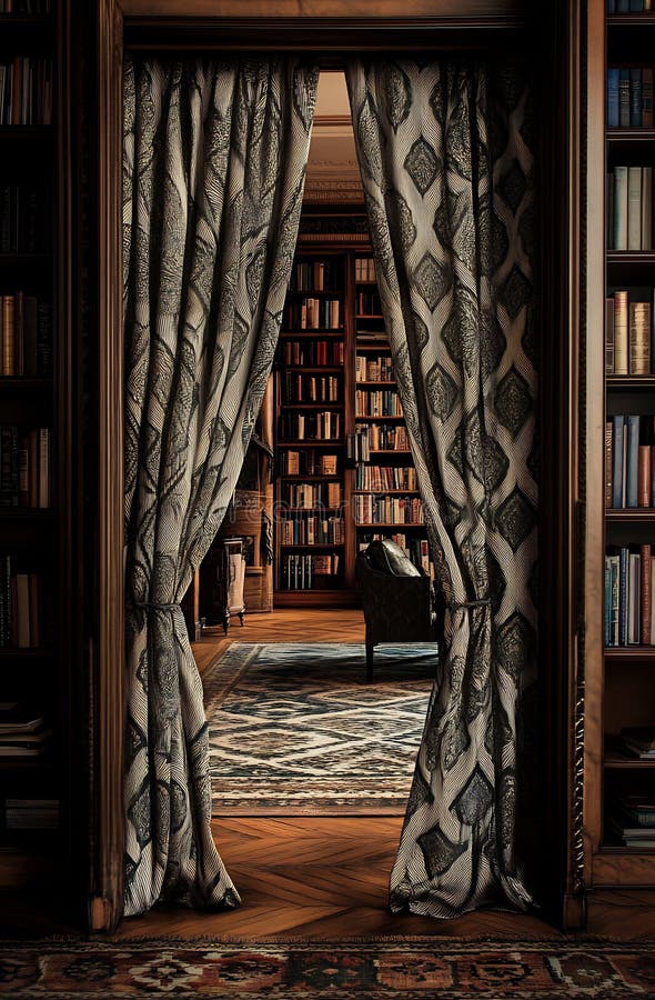 Cozy Library View Curtains Stock Photos - Free & Royalty-Free Stock ...