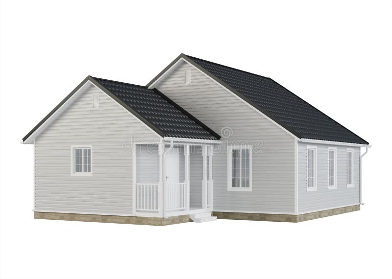 Cozy Little House Isolated on White Background. Stock Illustration ...