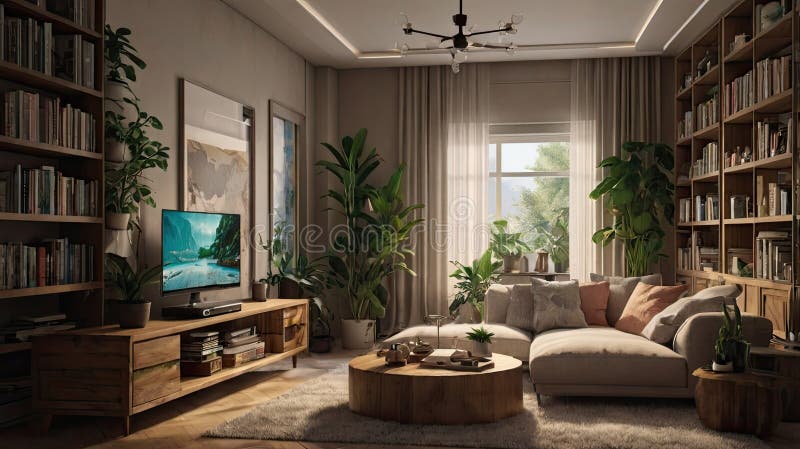 A Cozy Living Room Featuring a Comfortable Couch and Decorative Items ...