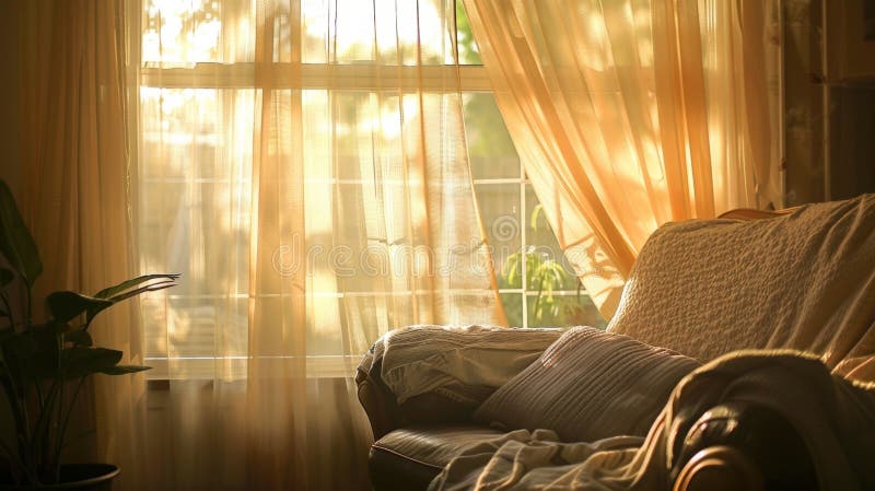 A Cozy Living Room with Gentle Rays of Light Streaming in through ...
