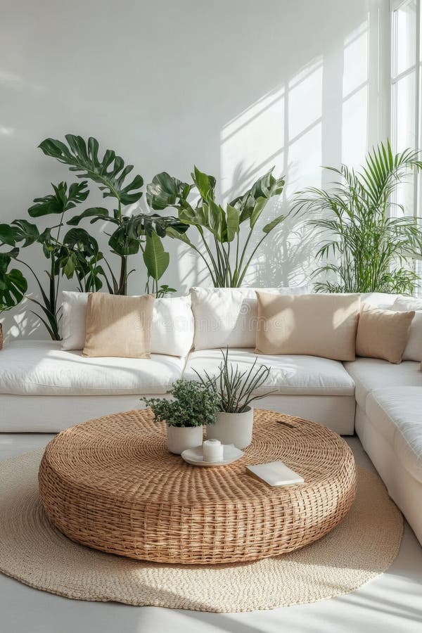 Cozy Living Room with Natural Light and Plants in a Modern Home Setting ...