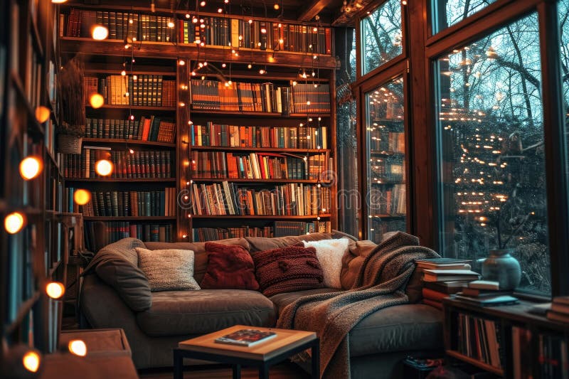 A Cozy Living Room Overflowing with Books, Creating an Inviting Reading ...