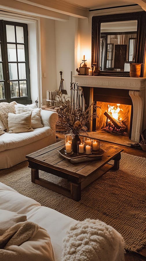 A Cozy Living Room Setup with Plush Sofas, a Coffee Table, and a Stock ...