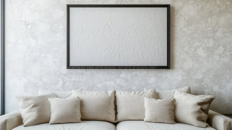 A Cozy Living Room with a Textured Wall, a Comfy Off-White Couch, and a ...