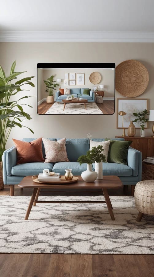 Cozy Living Room with Virtual, Customizable Decor Options Visible ...