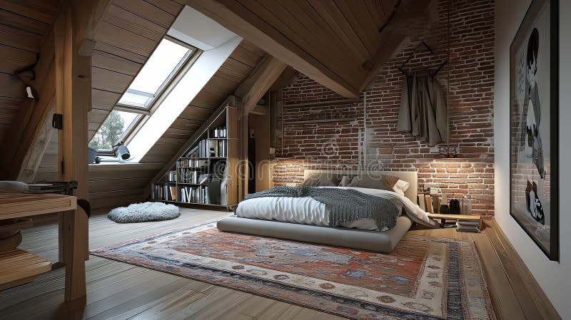 Cozy Loft Attic Design stock illustration. Illustration of bespoke ...