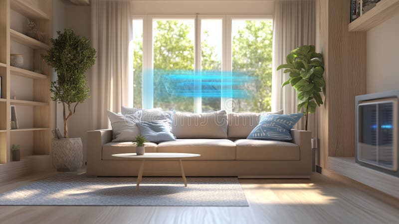 Cozy Loft with Cartoon Airflow Illustration. Stock Illustration ...