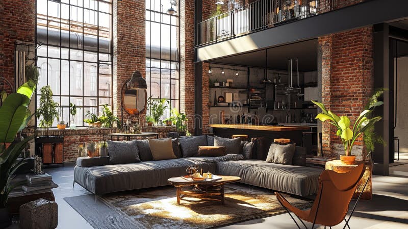 Cozy Loft with Cartoon Airflow Illustration. Stock Image - Image of ...