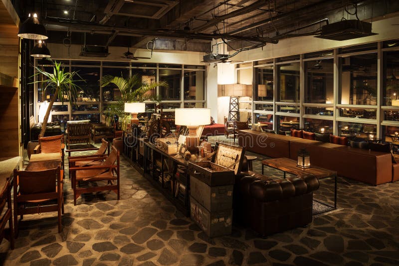 Cozy Lounge Area of Trendy Design Bar Editorial Image - Image of ...