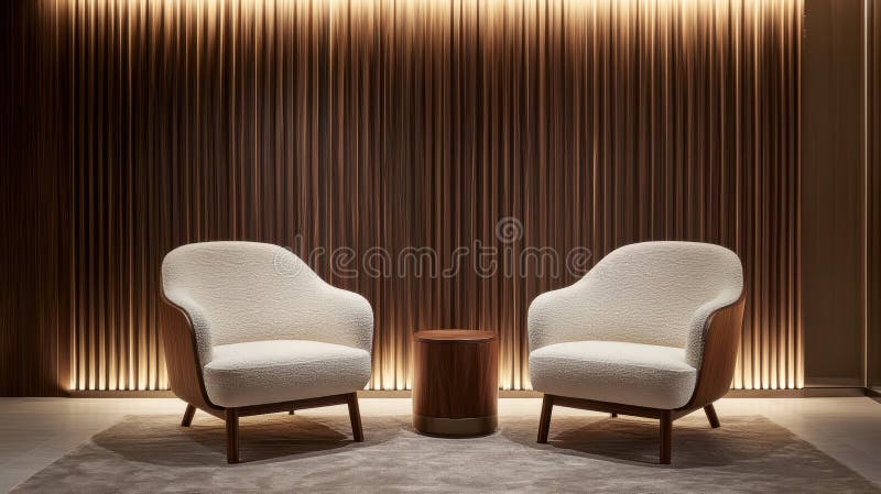 Cozy Lounge Interior with Armchairs and Wooden Table in Modern Design ...