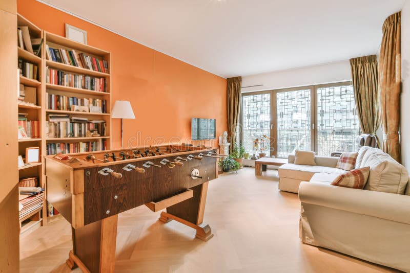 Cozy lounge with library stock image. Image of elegance - 235070613