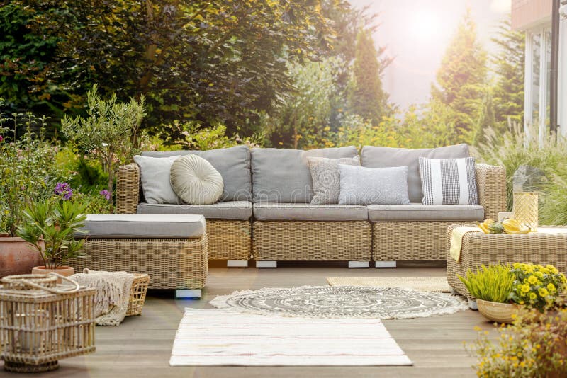 Cozy lounge outside stock photo. Image of relax, backyard - 162174668