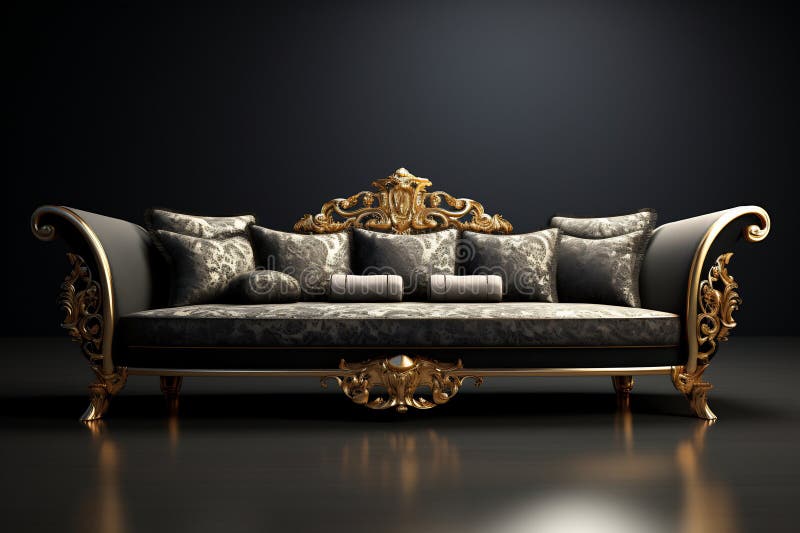 Cozy Luxury Couch in Classical Style Over Studio Background Stock ...