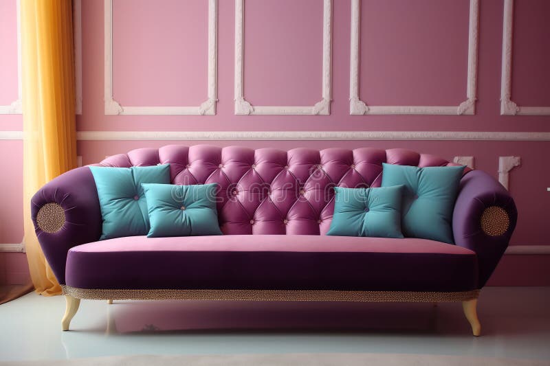 Cozy Luxury Couch in Classical Style Over Studio Background Stock Image ...