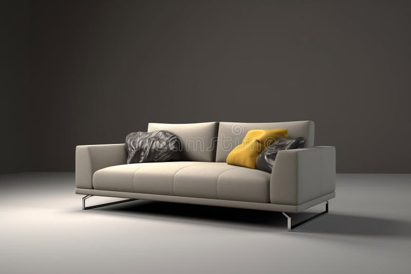 Cozy Luxury Couch in Scandinavian Style Over Studio Background Stock ...