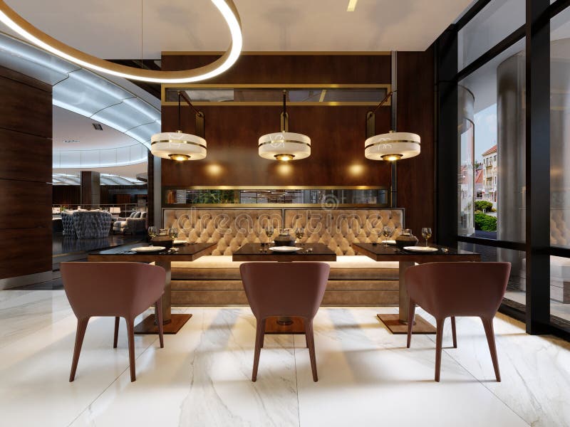 Cozy Luxury Interior of Restaurant, Comfortable Modern Dining Pl Stock ...