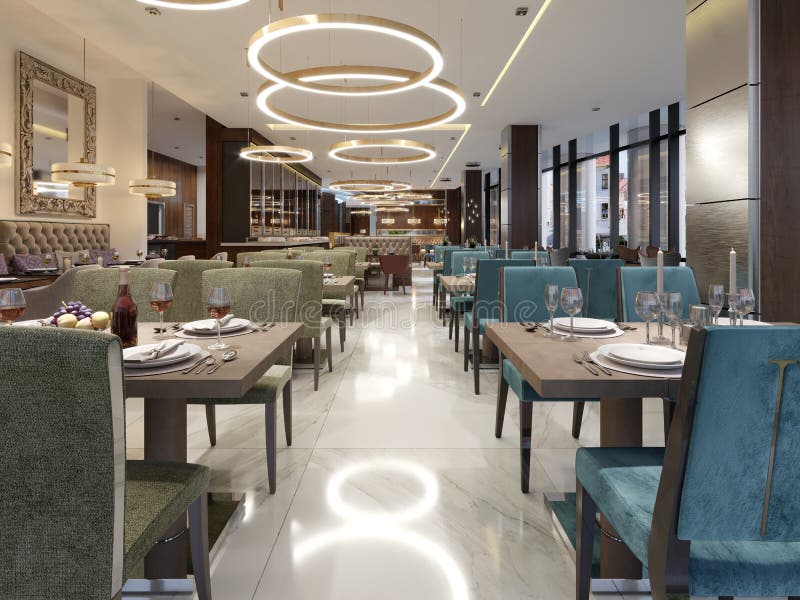 Cozy Luxury Interior of Restaurant, Comfortable Modern Dining Pl Stock ...