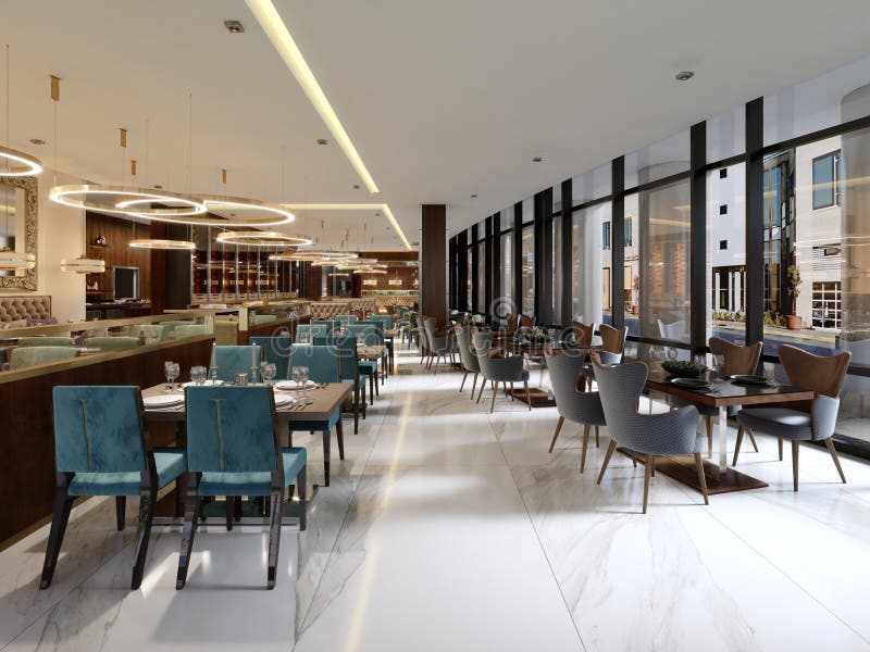Cozy Luxury Interior of Restaurant, Comfortable Modern Dining Pl Stock ...