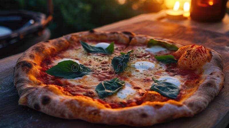 Cozy Margherita Pizza Setup with Intimate Lighting. Intimate Ambiance ...