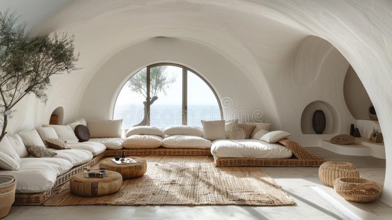 Cozy Mediterranean-style Room with Sea View - Generative Ai Stock ...