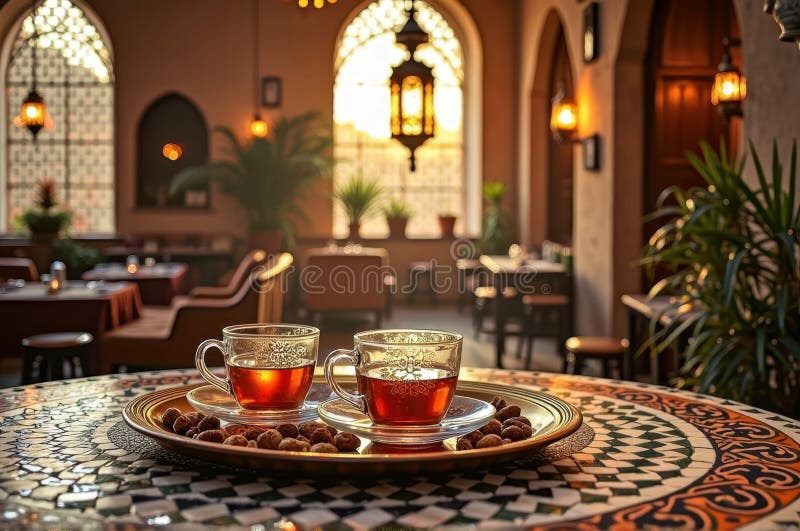 Cozy Middle Eastern Tea House Interior with Traditional Decor and ...