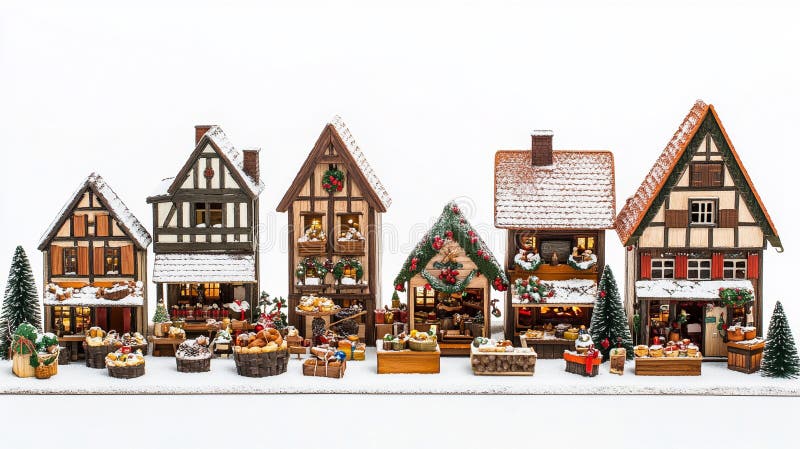 A Cozy Miniature Village with Snow-covered Rooftops Stock Photo - Image ...