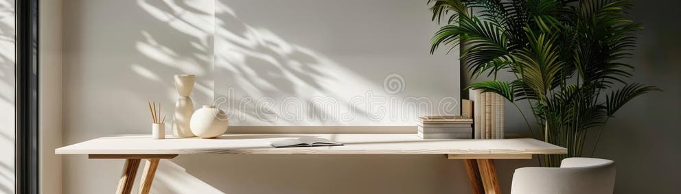 Cozy Minimalist Home Office with Statement Art Stock Illustration ...