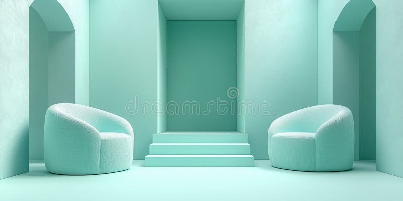 Cozy Mint Green Chairs in Modern Minimalist Interior Design with Simple ...