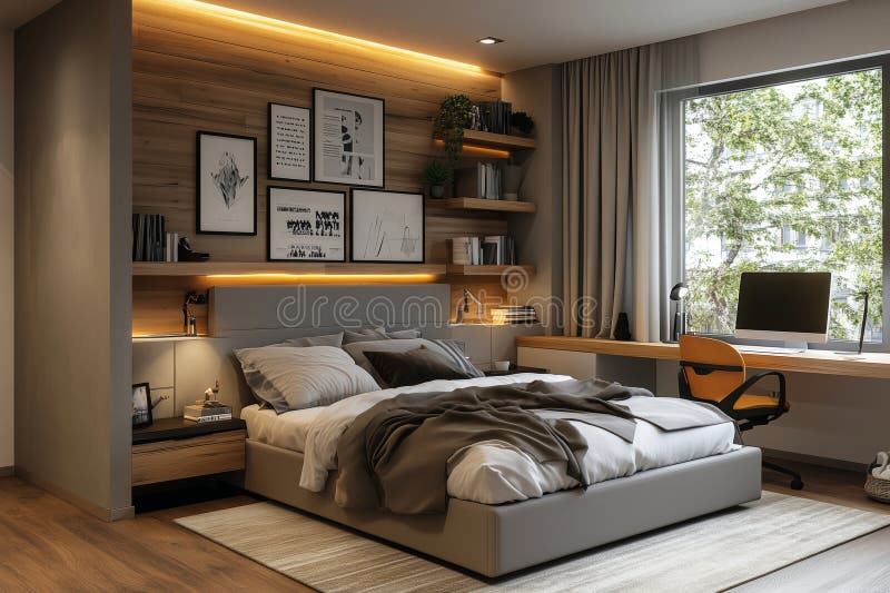A Cozy Modern Bedroom with Natural Light, Warm Decor, and Inspirational ...