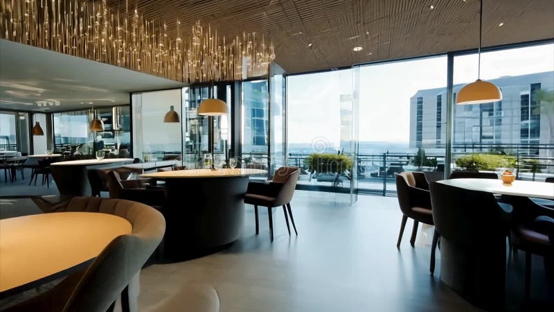 Cozy Modern of Empty Cafe Restaurant Interior with Chairs and Tables ...