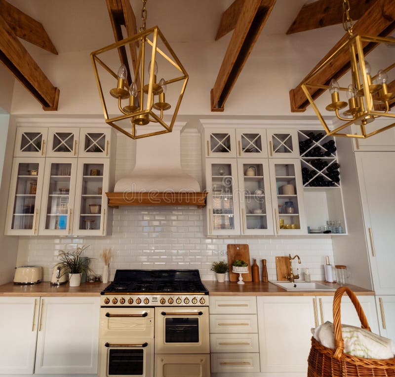 A Cozy Modern Kitchen Room Interior. Scandinavian Style, Danish ...