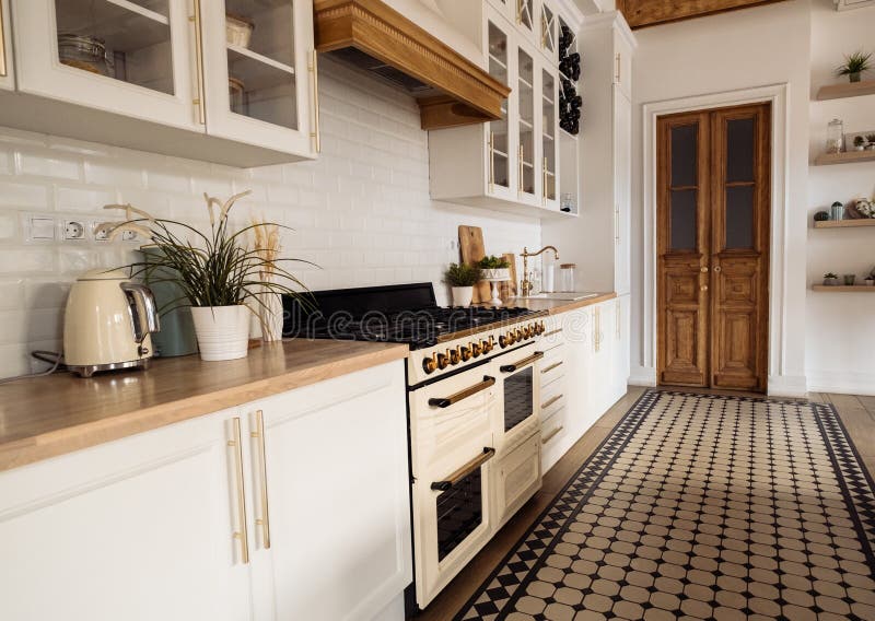 A Cozy Modern Kitchen Room Interior. Scandinavian Style, Danish ...