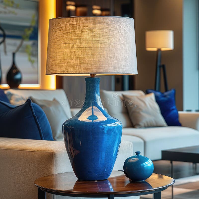 Cozy Modern Living Room with Elegant Lamp Stock Illustration ...